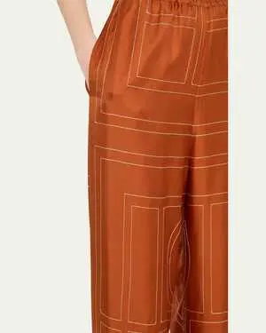 TOTEME Monogram Silk Pajama Bottoms - Rustcopper