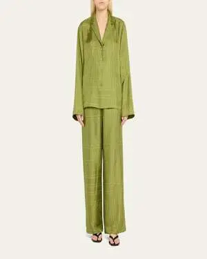 TOTEME Monogram Silk Pajama Bottoms - Rustcopper