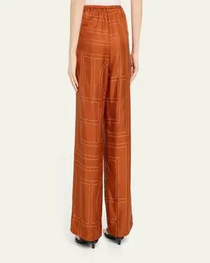 TOTEME Monogram Silk Pajama Bottoms - Rustcopper
