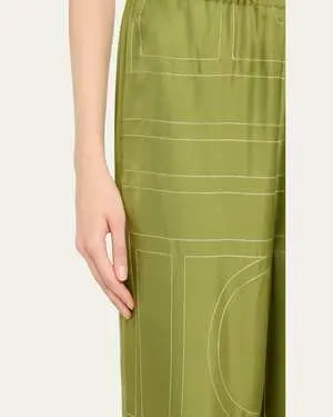 TOTEME Monogram Silk Pajama Bottoms - Rustcopper