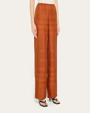 TOTEME Monogram Silk Pajama Bottoms - Rustcopper