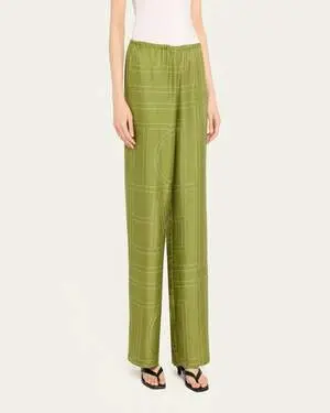 TOTEME Monogram Silk Pajama Bottoms - Rustcopper