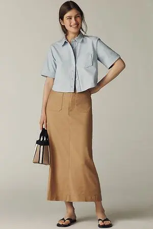 Maeve Colette Linen Stretch Maxi Skirt - Camel