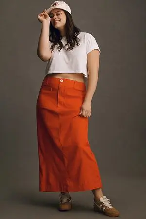 Maeve Maeve Colette Linen Stretch Maxi Skirt Pink
