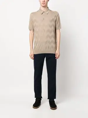 Kiton Wave-pattern Short-sleeve Polo Shirt