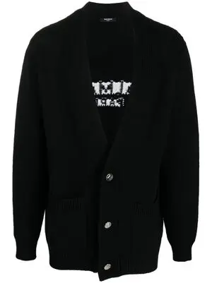 Balmain Logo Intarsia Knit Cardigan