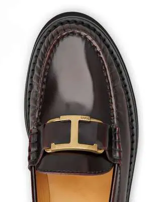 TOD'S Logo Buckle Leather Loafers