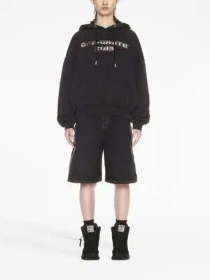 Off-White Printed Drawstring Hoodie - Black