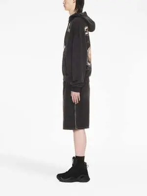Off-White Printed Drawstring Hoodie - Black
