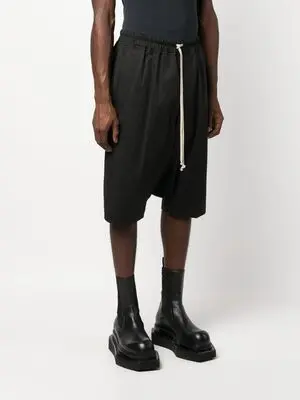 Rick Owens Drawstring Drop-crotch Shorts - Black