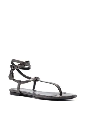 TOM FORD Padlock Laminated-leather Flat Sandals