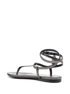 TOM FORD Padlock Laminated-leather Flat Sandals