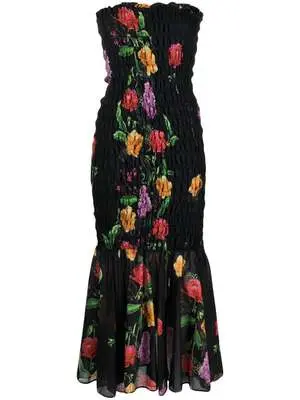 Charo Ruiz Ibiza Danny Floral-print Midi Dress - Black