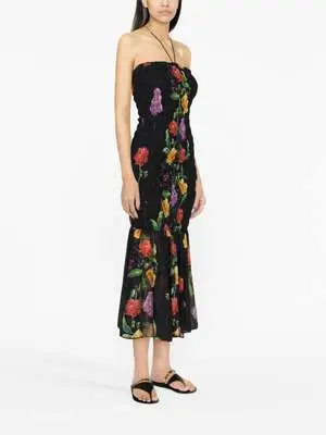 Charo Ruiz Ibiza Floral-print Strapless Midi Dress