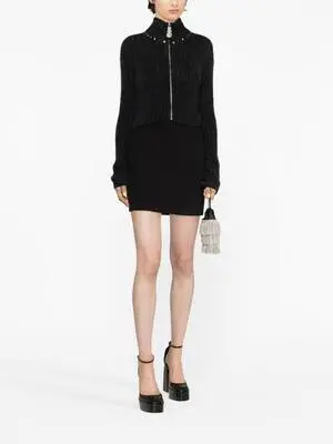 Alessandra Rich Embellished Ribbed Knit Cardigan