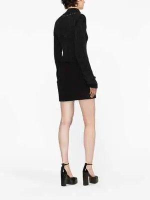 Alessandra Rich Embellished Ribbed Knit Cardigan