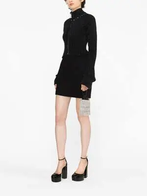 Alessandra Rich Embellished Ribbed Knit Cardigan