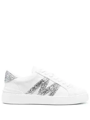 Moncler Monaco Glitter-embellished Sneakers - White