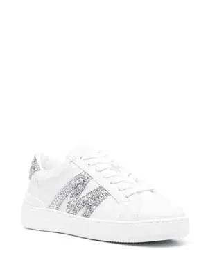 Moncler Monaco Glitter-embellished Sneakers - White