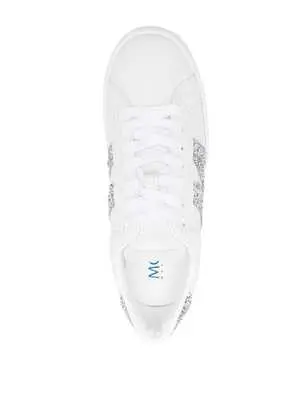 Moncler Monaco Glitter-embellished Sneakers - White