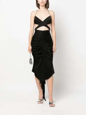 Alex Perry High-waisted Ruched Midi Skirt