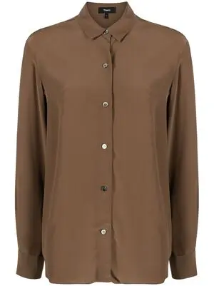 Theory Crepe De Chine Shirt - Brown