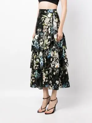 BAMBAH Gardenia Ruffled Midi Skirt
