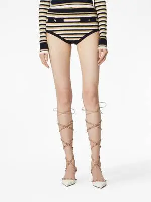 Valentino Garavani Striped Lurex Mini Shorts - Blue