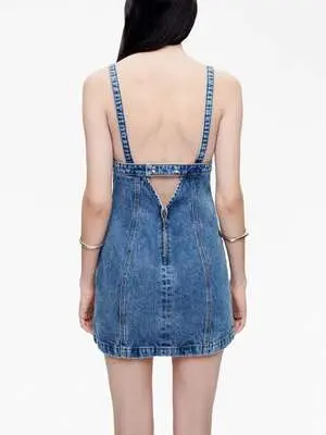 RE/DONE V-neck Denim Mini Dress With Cut-out Detailing