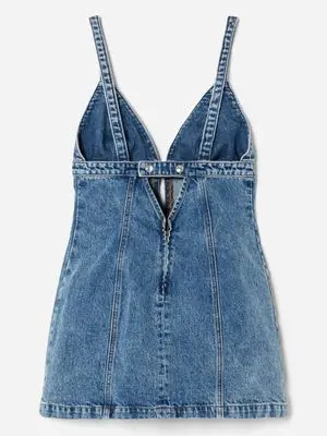 RE/DONE V-neck Denim Mini Dress With Cut-out Detailing