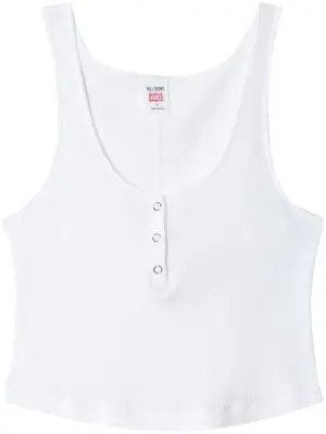 RE/DONE Henley Cotton Tank Top - White
