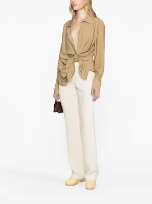 Jacquemus La Chemise Bahia Draped Shirt - Neutrals