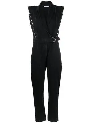 IRO PARIS Bilae Embellished Denim Jumpsuit - Black