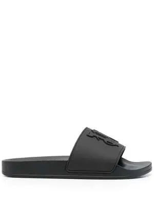 Palm Angels Rubberised Monogram Flat Slides - Black