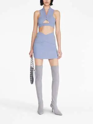 DION LEE Snakeskin Ribbed Miniskirt - Grey