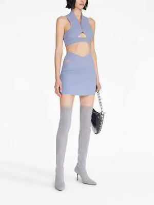 DION LEE Snakeskin Ribbed Miniskirt - Grey