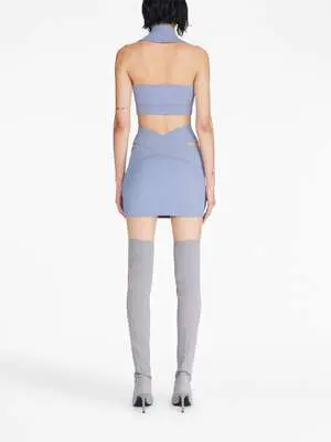 DION LEE Snakeskin Ribbed Miniskirt - Grey
