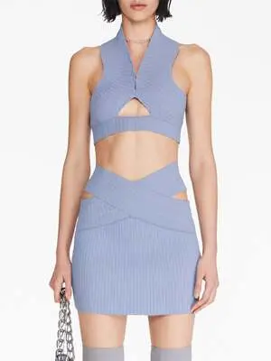 DION LEE Snakeskin Ribbed Miniskirt - Grey