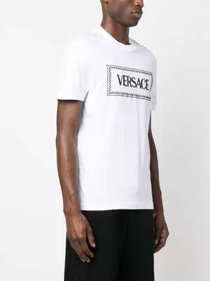 Versace 90s Logo Embroidered T-shirt - White