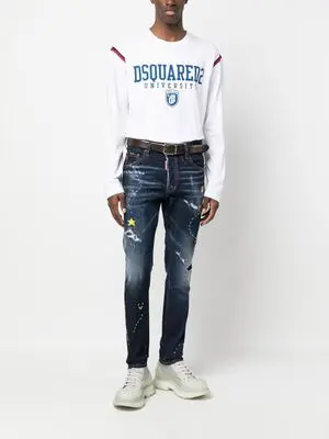Dsquared2 University-print Long-sleeve T-shirt - White