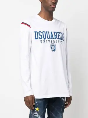 Dsquared2 University-print Long-sleeve T-shirt - White