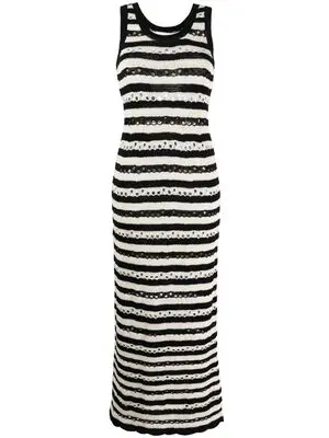 Sonia Rykiel Paris Striped Openwork Maxi Dress