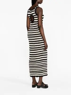 Sonia Rykiel Paris Striped Openwork Maxi Dress
