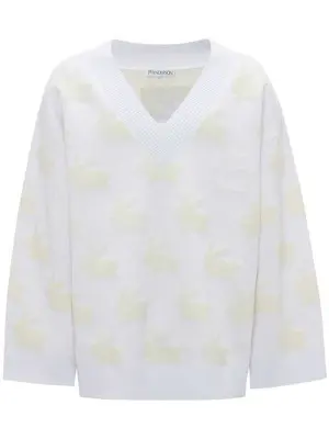 JW Anderson Bunny-print V-neck Jumper