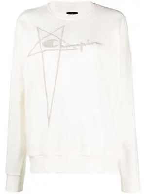 Rick Owens Embroidered Cotton Sweatshirt - Neutrals