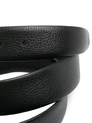 Canali Engraved-logo Buckle Belt - Black