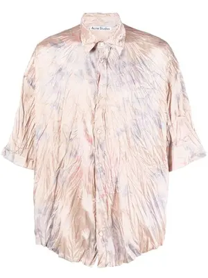 Acne Studios Floral-print Crinkled Shirt - Pink