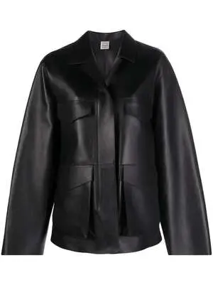 TOTEME Leather Zip-up Jacket - Black