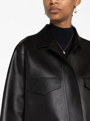 TOTEME Leather Zip-up Jacket - Black