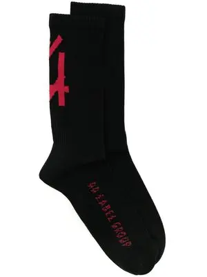 44 LABEL GROUP Intarsia-knit Logo Socks - Black